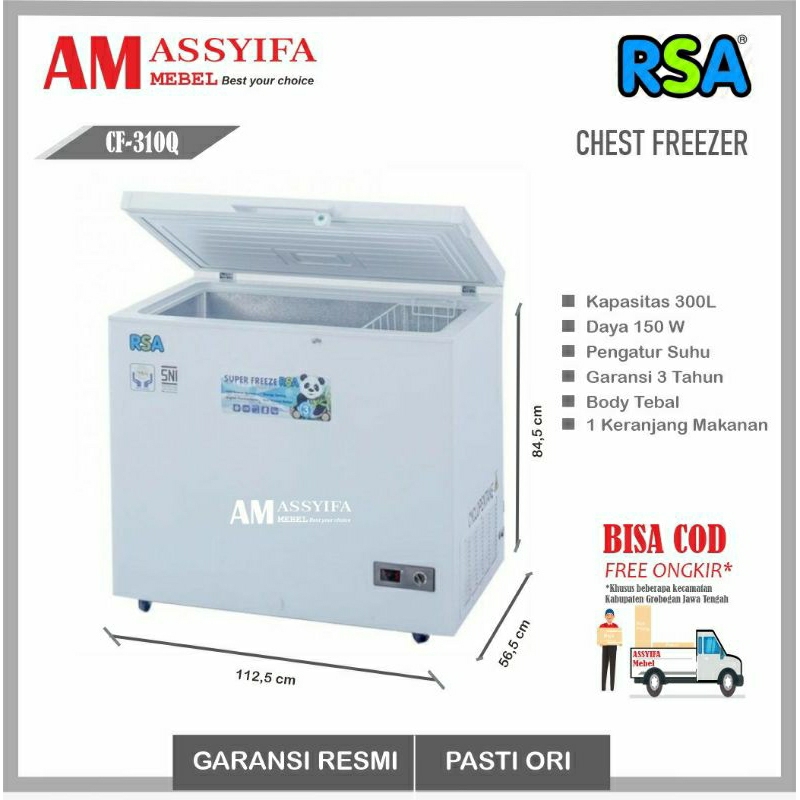 Jual RSA CF310Q LEMARI PEMBEKU / CHEST FREEZER BOX 300 Liter | Shopee ...