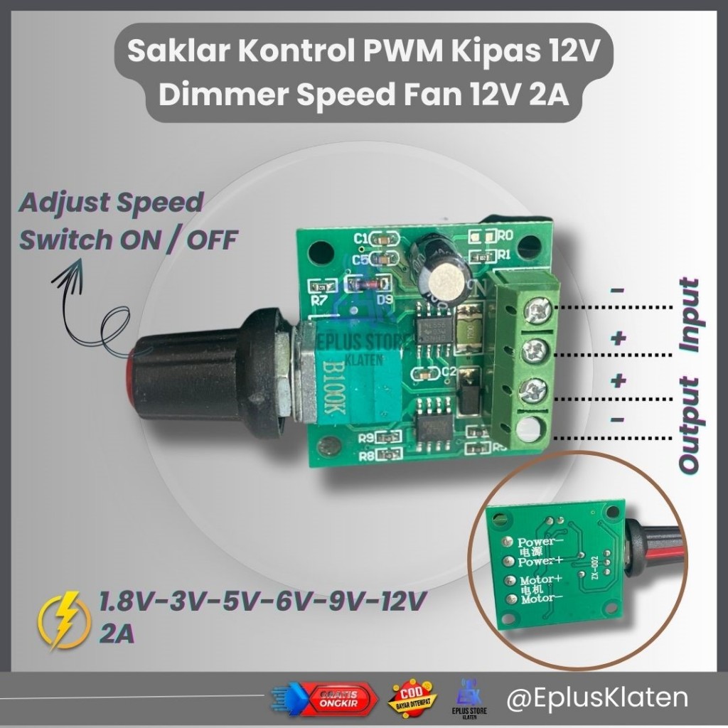 Jual pwm motor speed controller dimmer dc lampu led dan kipas dc 1.8 ...