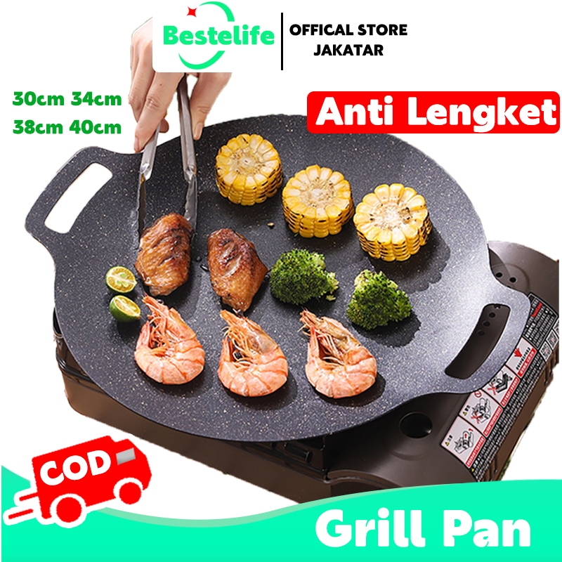 Jual Grill Pan Anti Lengket Panggangan Wajan Pemanggang COD 30cm alat ...