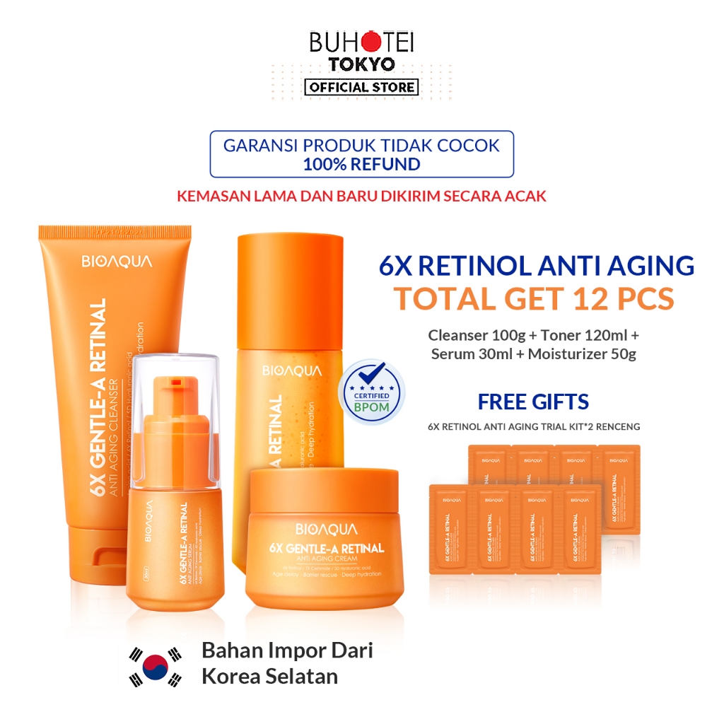 Jual Buhotei BIOAQUA 6X Gentle-A Retinol Anti Aging Paket Skincare Set ...