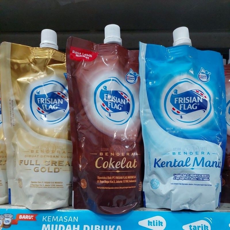Jual FRISIAN FLAG POUCH 240gr Gold Coklat Biru | Shopee Indonesia