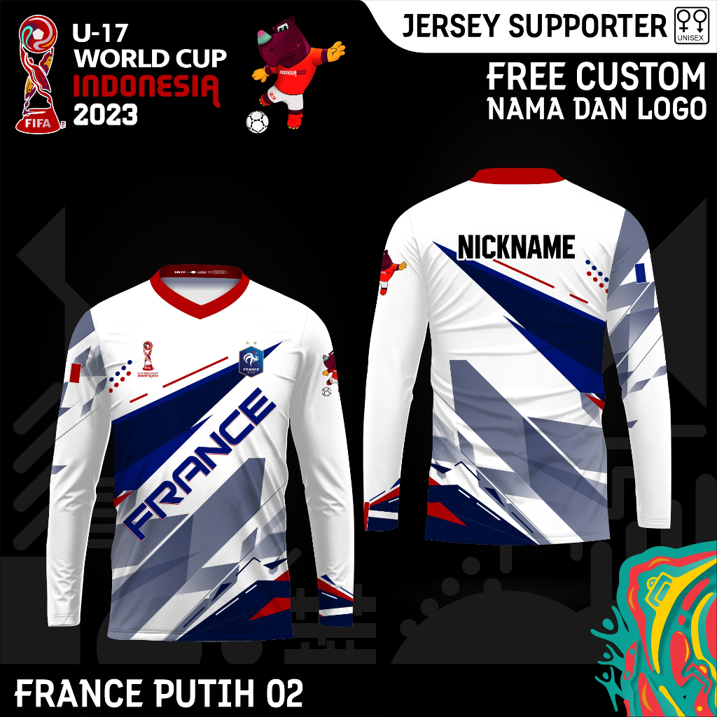 Jual Jersey kaos piala dunia u17 2023 baju fans timnas prancis lengan ...