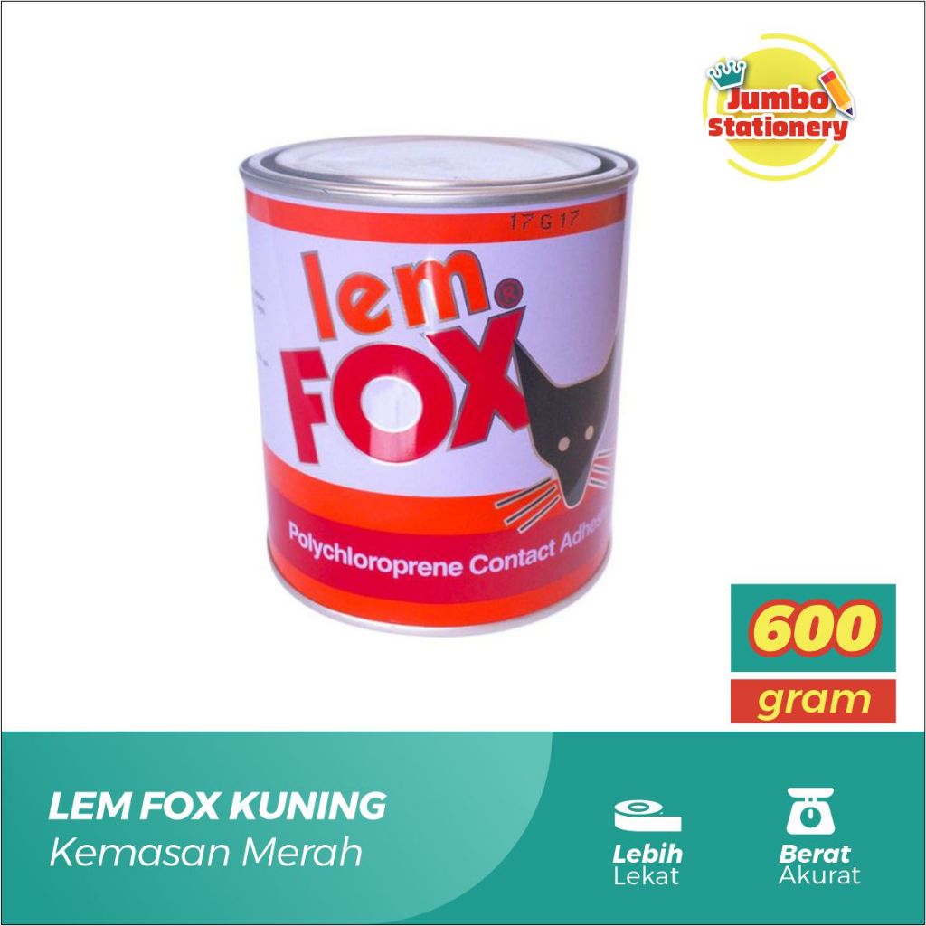 Jual Lem Fox Kuning Kaleng 600gr Lem Fox Aibon Kuning Kaleng 600 gram ...