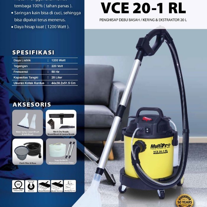Jual VACUM CLEANER EKSTRAKTOR 20 L MULTIPRO VCE 20-1 RL VACUUM ...