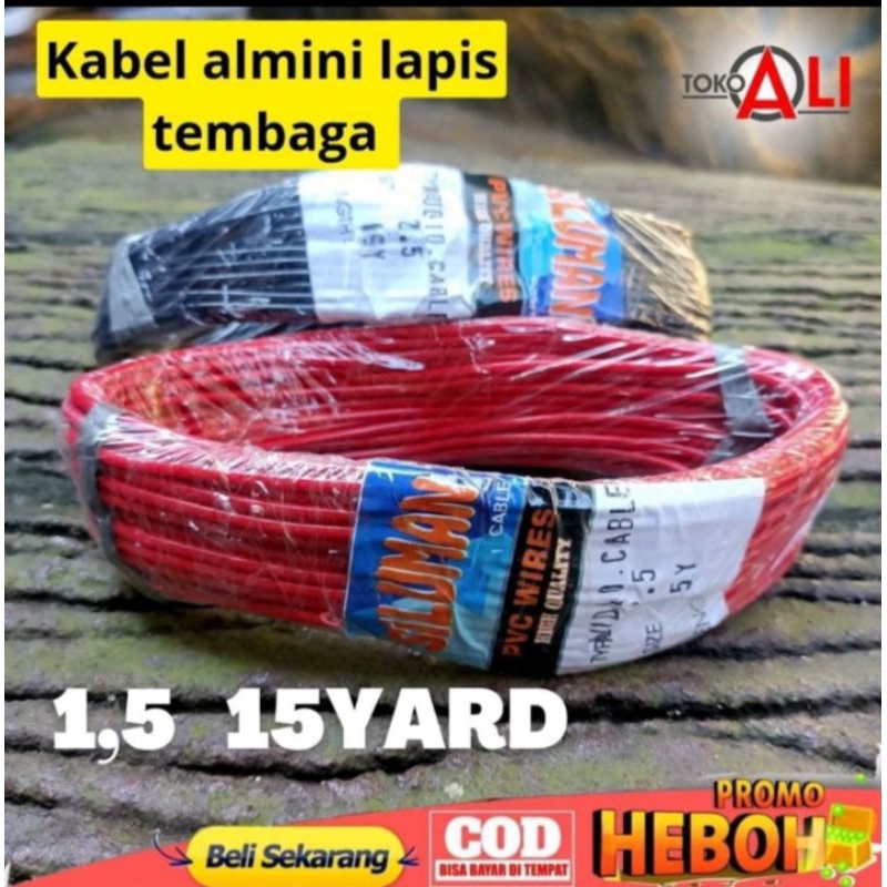 Jual KABEL LISTRIK TEMBAGA KABEL NYA 2.5mm SILUMAN 15 YARD Warna HITAM ...