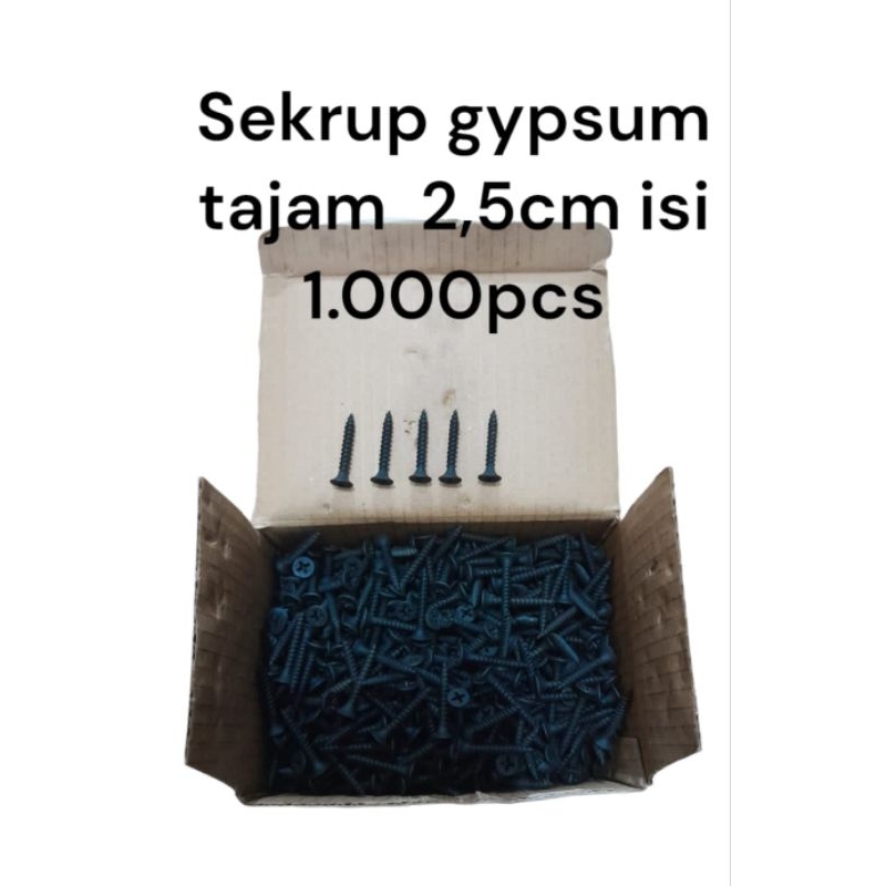 Jual sekrup gypsum/plafon pvc 2,5cm tajam isi 1000 pcs | Shopee Indonesia