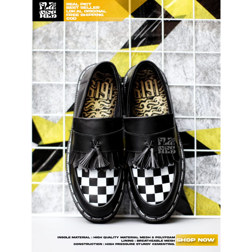 Jual FLAMES Sepatu Docmart Loafers Pria Hitam Casual Formal Pantofel ...