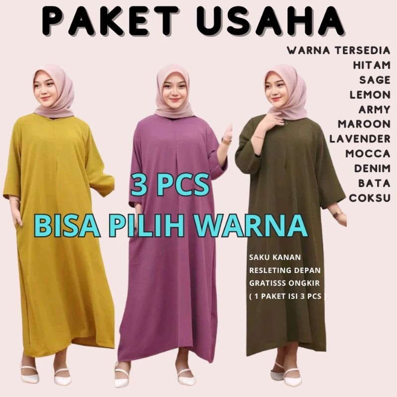 Jual Paket 3 PCS Daster Midi Zara Cringkle Airflow Lengan 3/4 / Shena ...