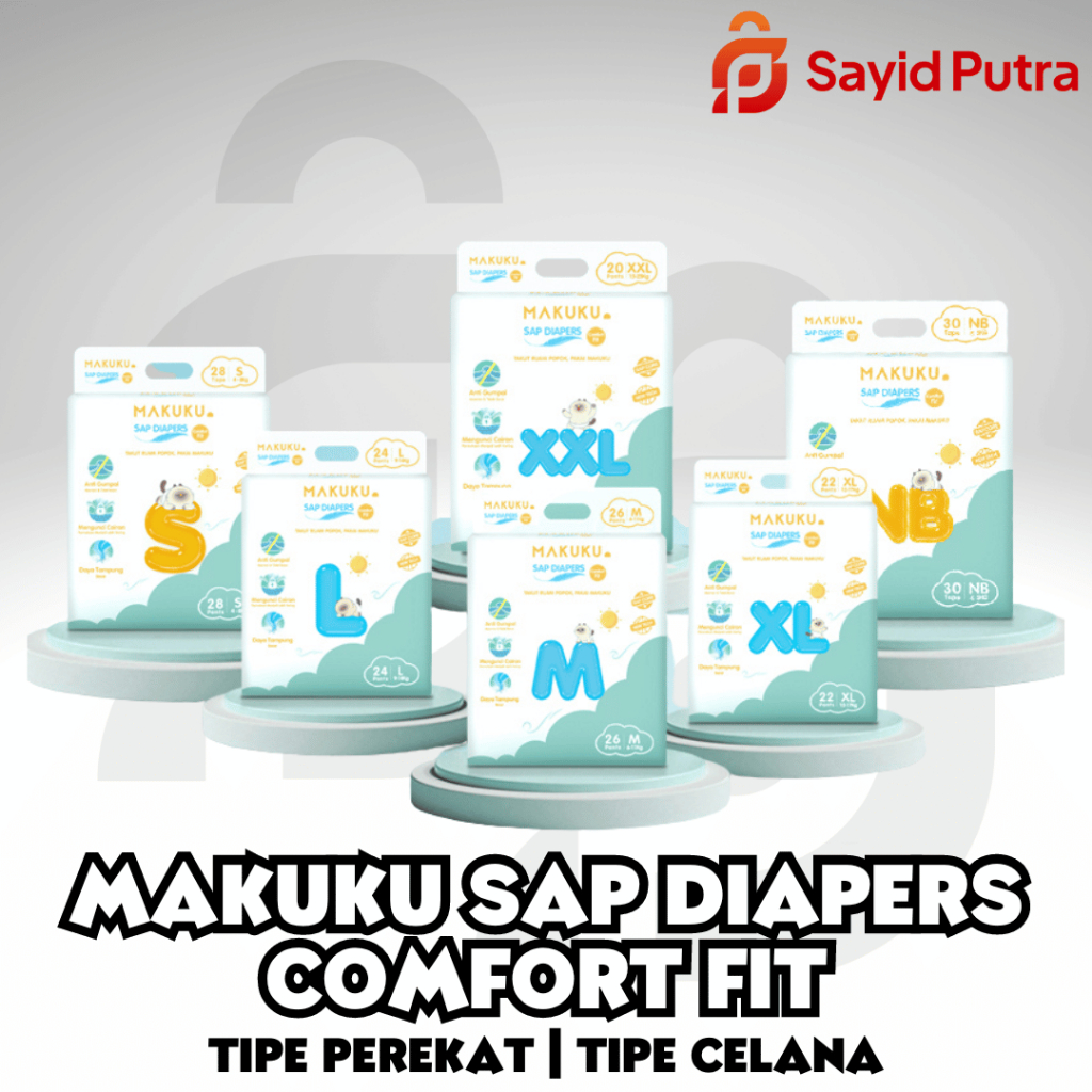 Jual MAKUKU SAP Diapers Comfort Fit Mini Pants/Tape NB32/S28/M26/L24 ...