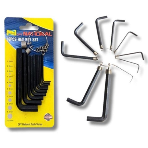 Jual PTB BALI - KUNCI L HITAM SET (10 PCS) CPT NATIONAL | Shopee Indonesia