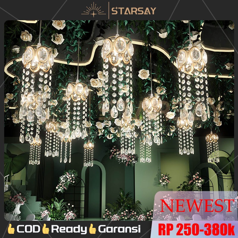 Jual NEW Lampu hias Gantung Rumbai Kristal 1 Set Isi 10 Dekorasi ...