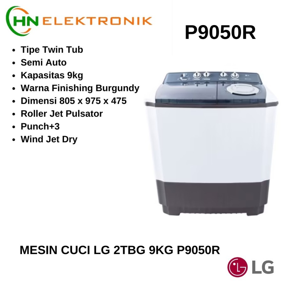 Jual MESIN CUCI LG 9 KG 2 TABUNG P9050 | Shopee Indonesia