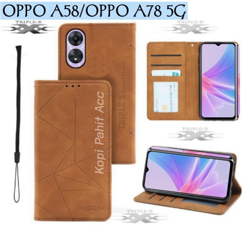 Jual Casing Oppo A58 A78 5G Flip Cover Wallet Leather Case magnet ...
