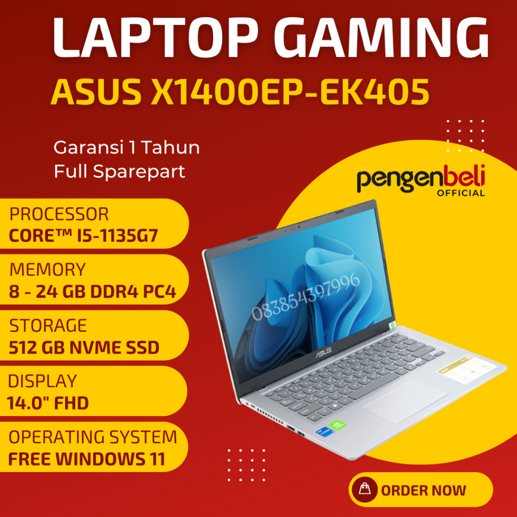 Jual LAPTOP GAMING ASUS VIVOBOOK - X1400EP-EK405 [CORE I5 GEN 11 | RAM 24 GB | SSD 512 GB | VGA ...
