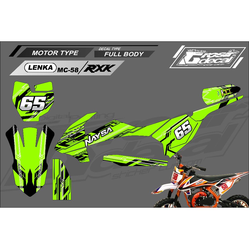 Jual Decal Sticker Stiker Mini Trail 50cc LENKA / RXK / MINI MOTO /PC ...