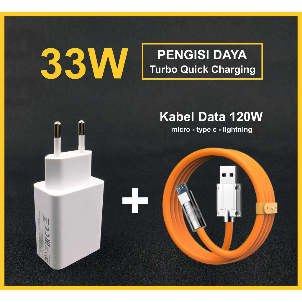 Jual Charger 33W + Kabel Data 120W Fast Charging / Pengisian Daya Cepat ...