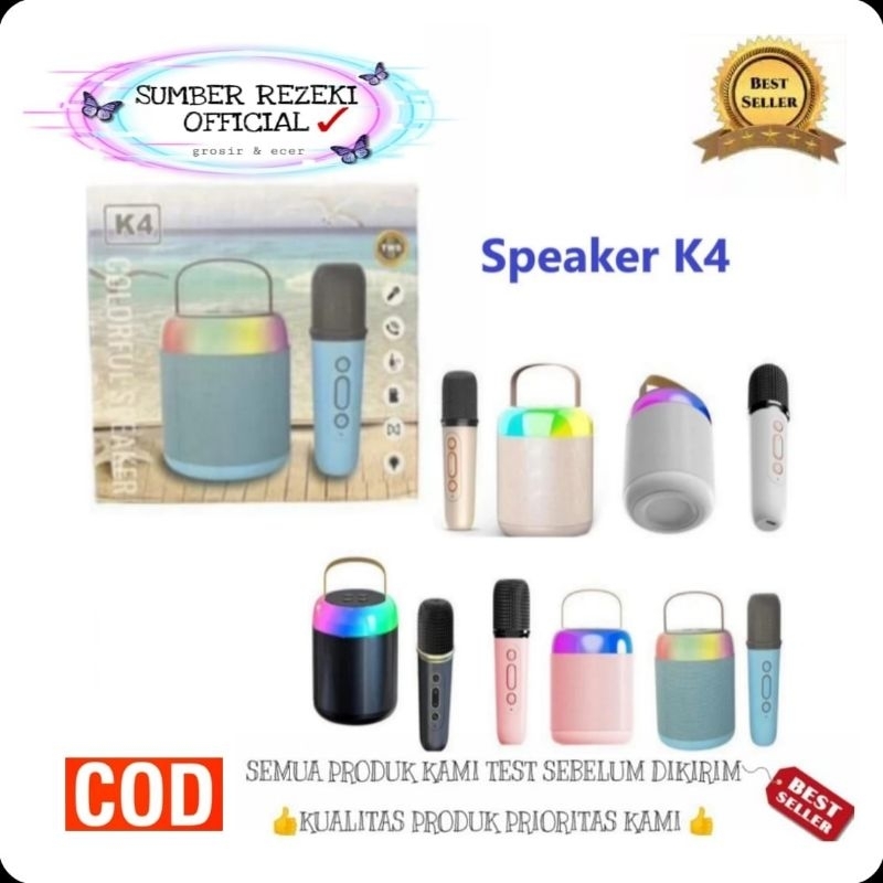 Jual SR - Speaker Karaoke K4 Portable + Microphone Bluetooth Mini ...