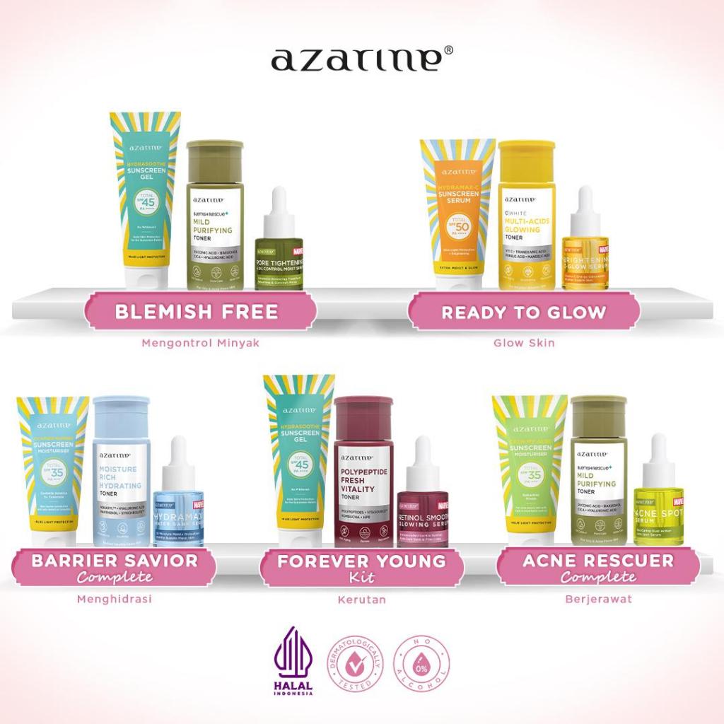 Jual Azarine Basic Skincare Kit (Sunscreen + Toner + Serum) [3PCS ...