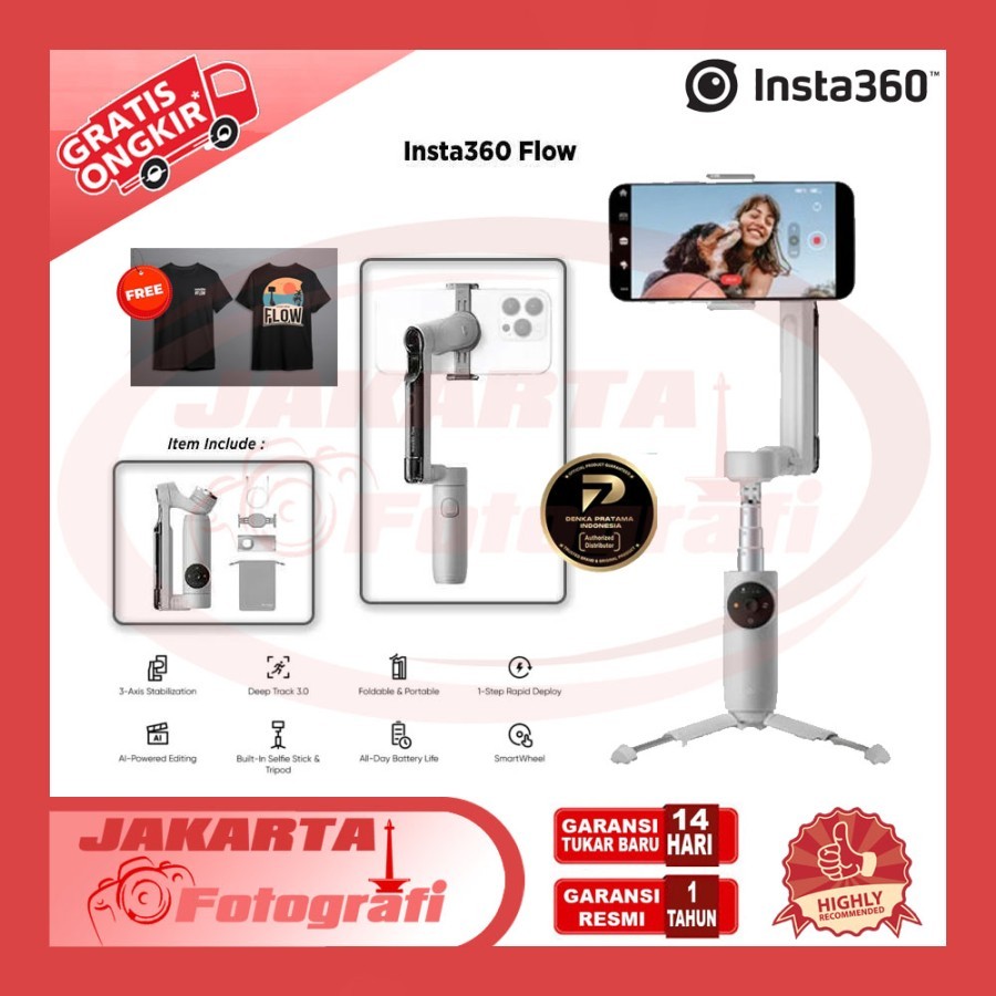 Jual Insta360 Flow Smartphone Stabilizer AI-Powered Auto Tracking Gimbal | Shopee Indonesia