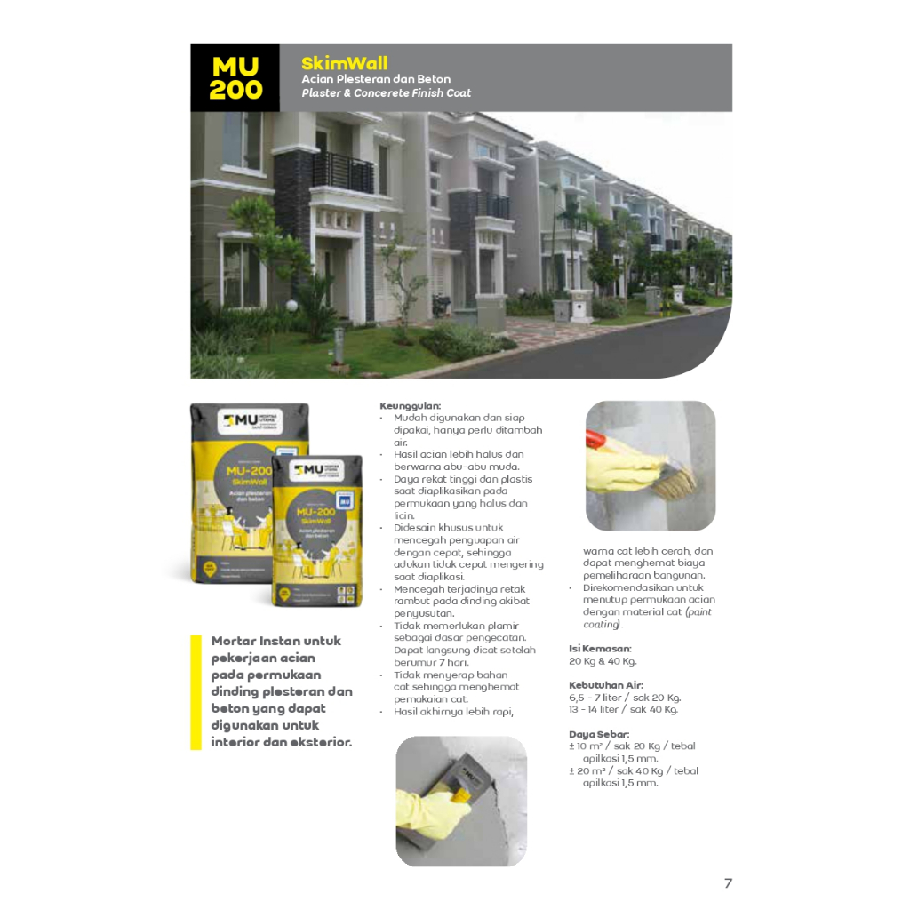 Jual Mortar Utama MU-200 SkimWall Acian Plaster & Beton 40kg | Shopee ...