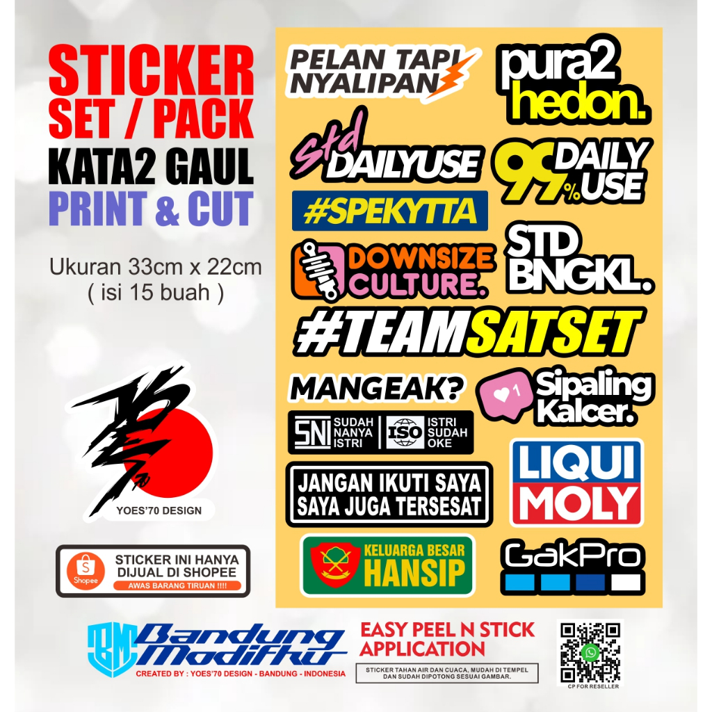 Jual Sticker Printcut isi Kata-kata gaul 15 Model | Shopee Indonesia