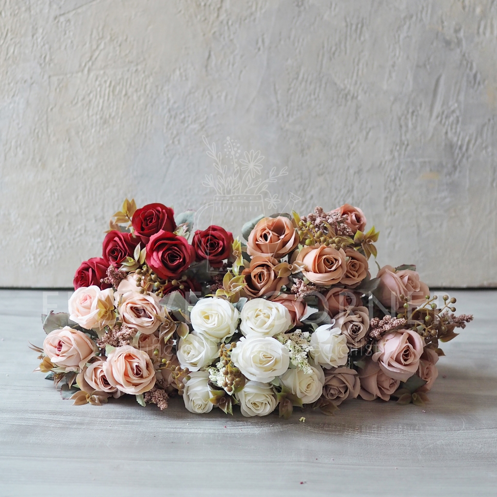 Jual Bunga Artificial Mini Rose Filler Bunch Autumn Shade (B23181 ...