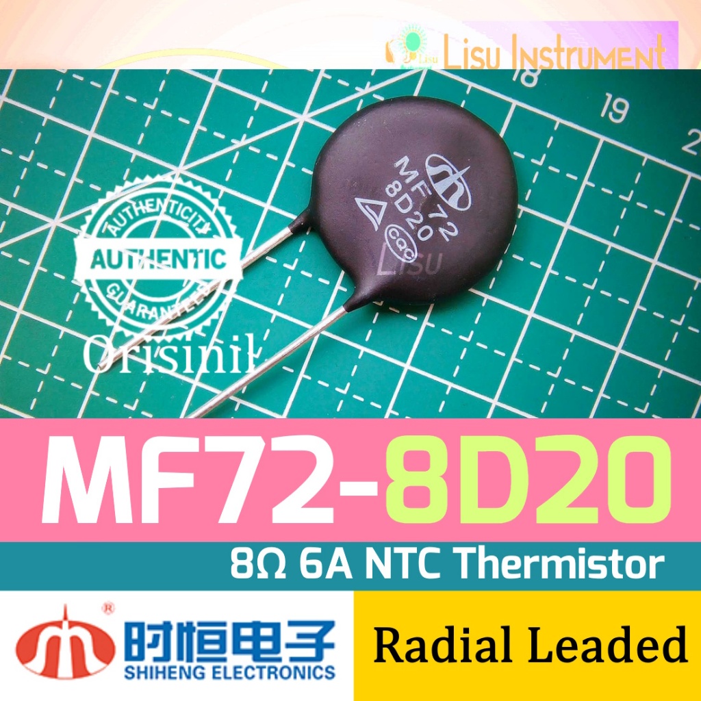 Jual MF72 8D20 8Ω 6A ±20% NTC Thermistor MF72-8D20 Radial Leaded ...