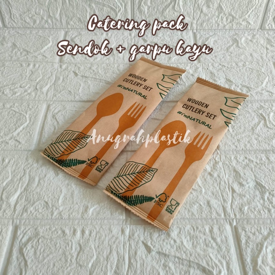 Jual Sendok Garpu set kayu / Catering pack kayu / wooden cutlery set ...
