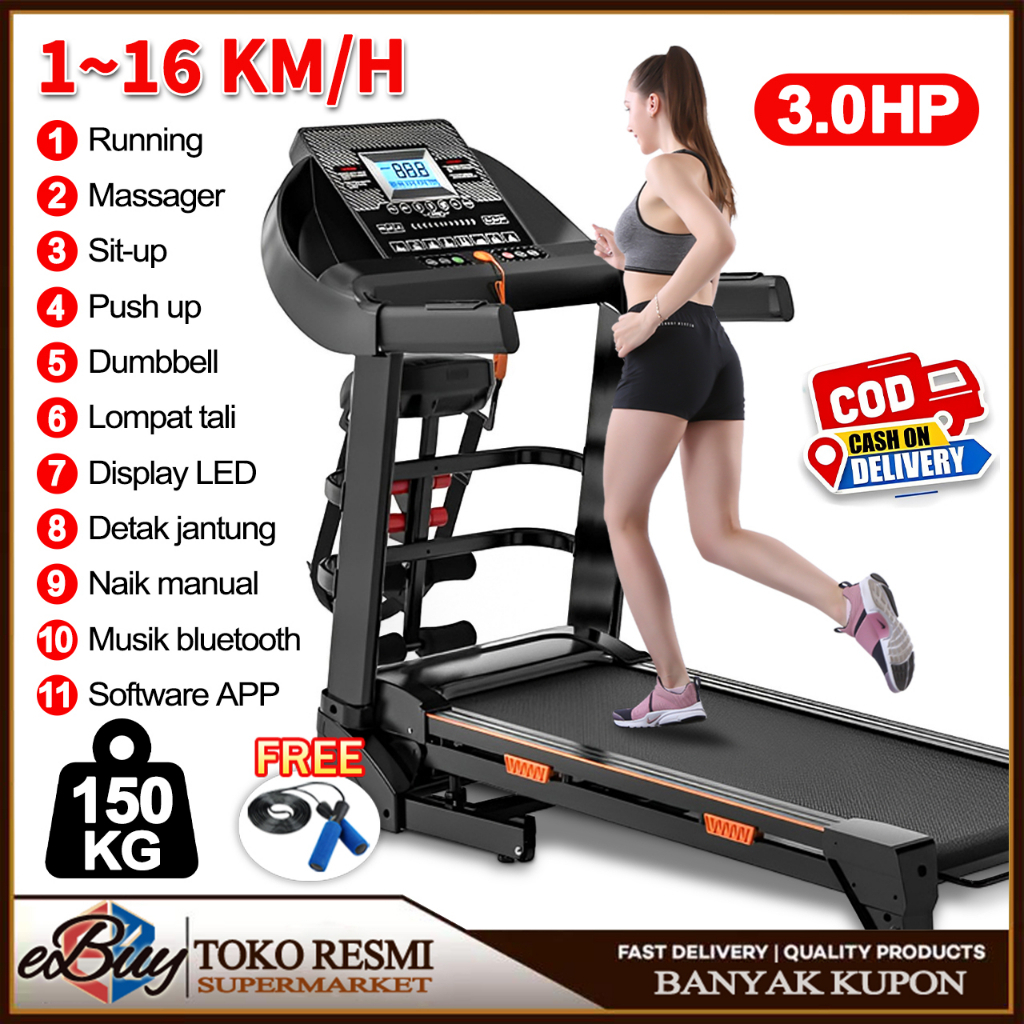 Jual e-Buy S0811 Treadmill Elektrik Gym Treadmill Peralatan Fitness ...