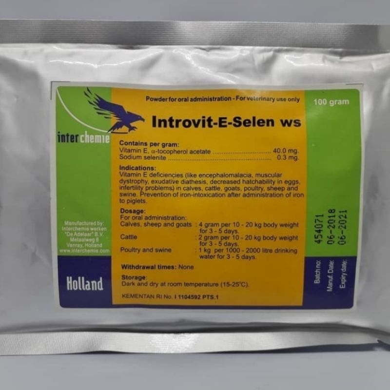 Jual INTROVIT E SELEN WS 100g Vitamin Meningkatkan Fertilitas dan ...