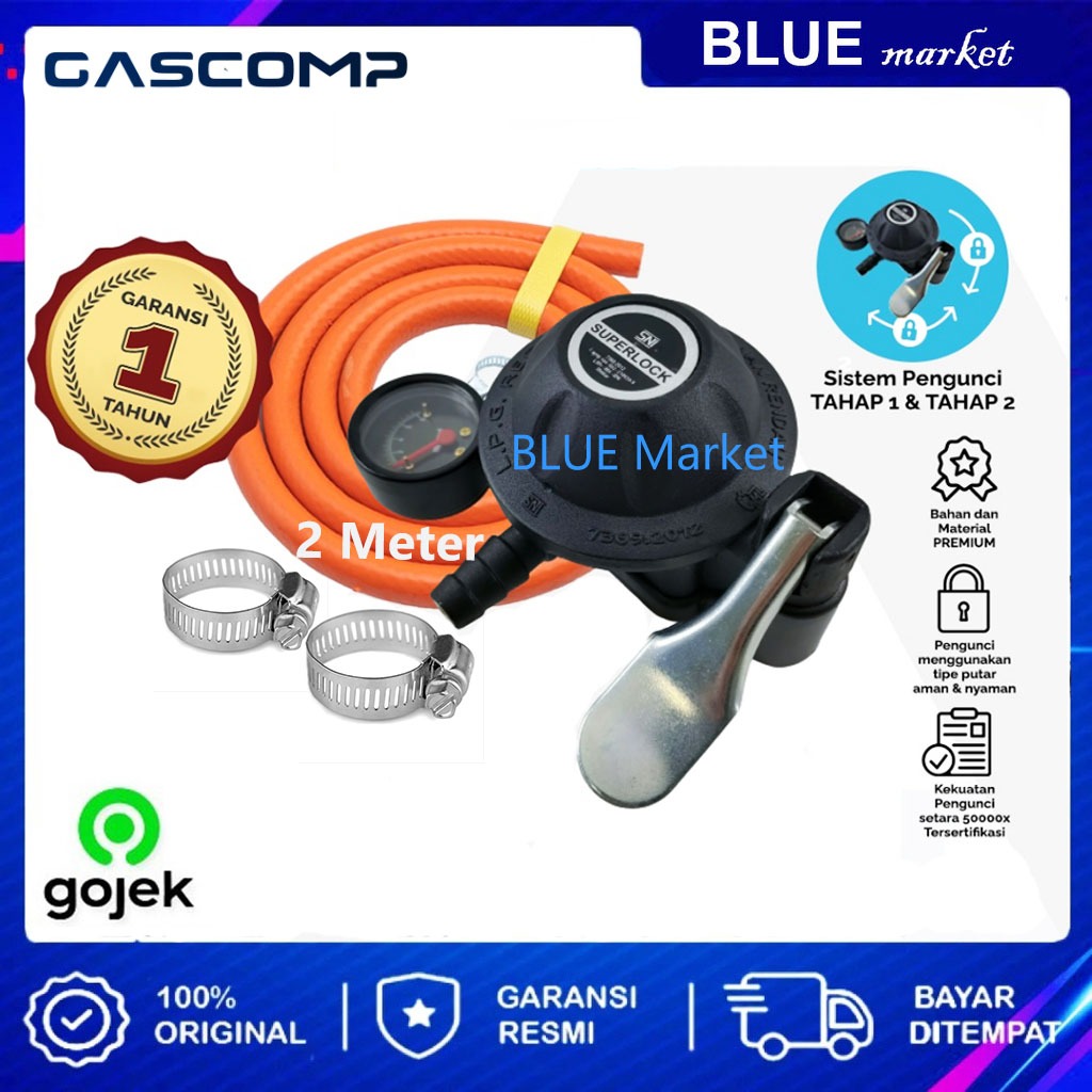 Jual GASCOMP SUPERLOCK REGULATOR Selang Regulator Gas / Selang Gas ...