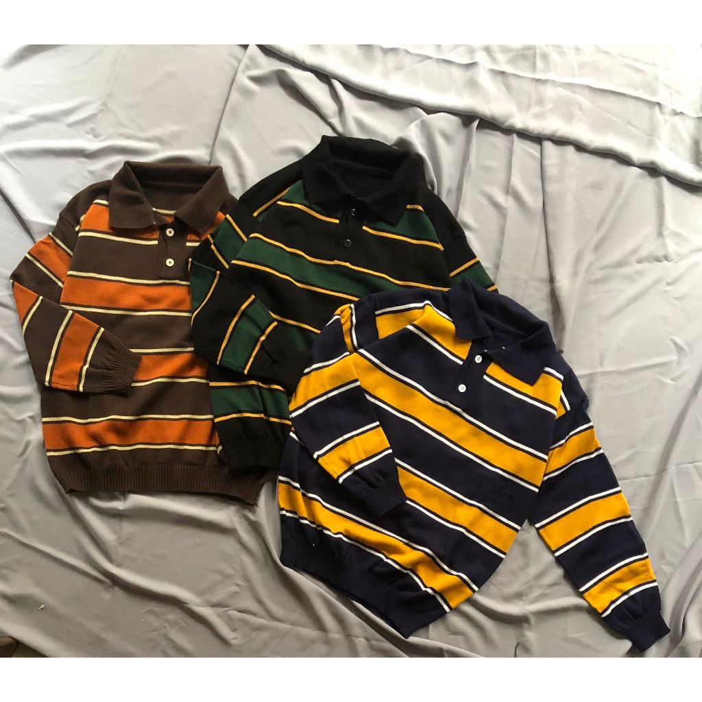 Jual Rajut Polo Kancing Striped - POLO KNIT BIG STRIPE - POLO KNIT ...