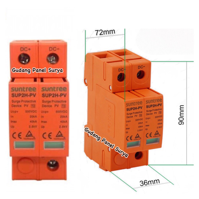 Jual Solar Panel Surger Arrester SPD DC 2P Anti Petir SUNTREE SUP2H-PV ...
