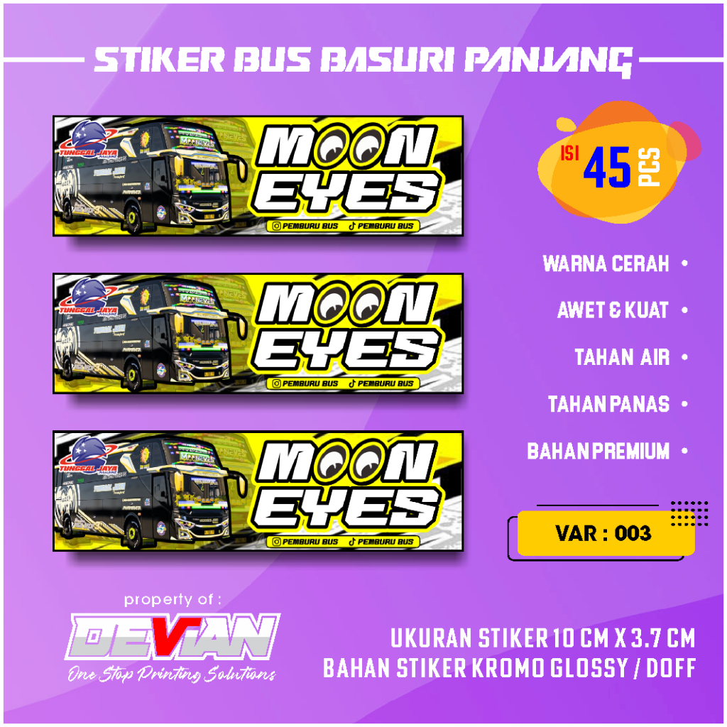 Jual stiker bus basuri MOONEYES panjang [003] isi 45 pcs warna cerah ...