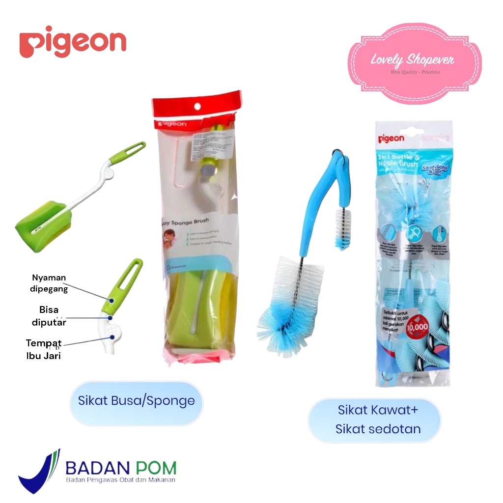 Jual Sikat Botol Pigeon Bottle Brush 2 in 1 2 Way Sponge Busa | Shopee ...