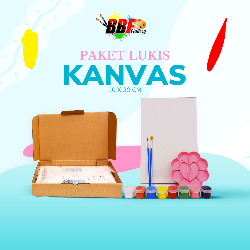 Jual Paket Lukis Kanvas 20X30 Lengkap Dengan Cat Akrilik Palet Kuas ...