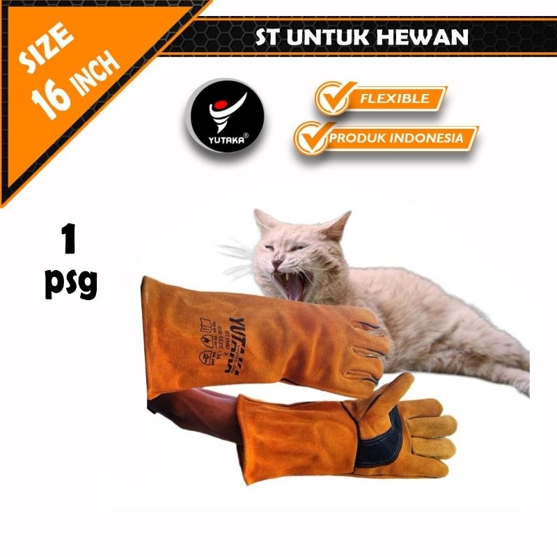 Jual Sarung tangan Las Kulit yutaka Anti Gigitan Binatang 16 inch ...