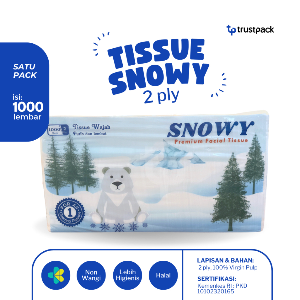 Jual TISSUE SNOWY 2ply 1000 sheet murah PREMIUM / SNOWY FACIAL TISSUE ...