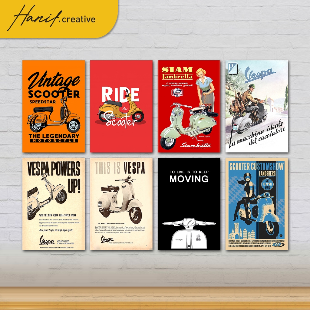 Jual Hiasan Dinding Poster Kayu MDF - Poster Vespa Vintage Classic ...