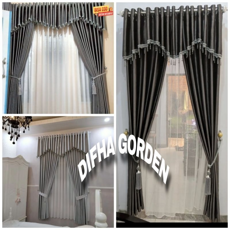 Jual Gorden Poni pisah Satu Set Blackout polos tebal Mewah Jendela ...