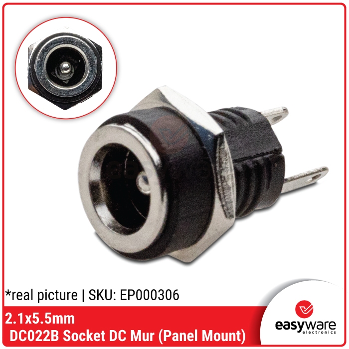 Jual Socket DC Mur Socket DC Panel Mount 2.1x5.5mm DC Power Jack Female ...