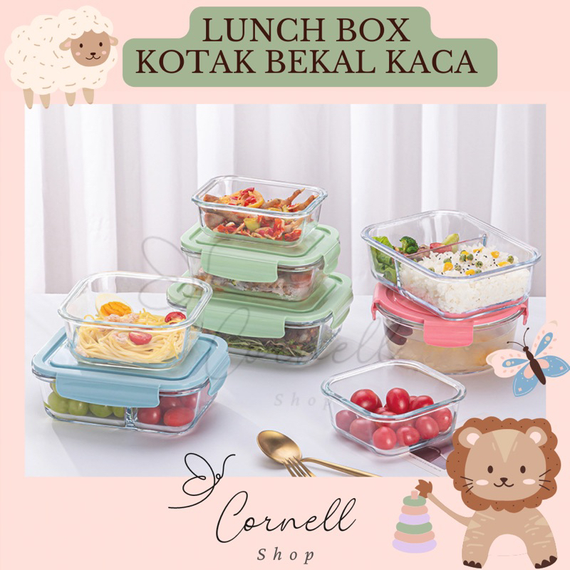 Jual Kotak makan kaca / Lunch box kaca / kotak bekal kaca tebal / wadah ...