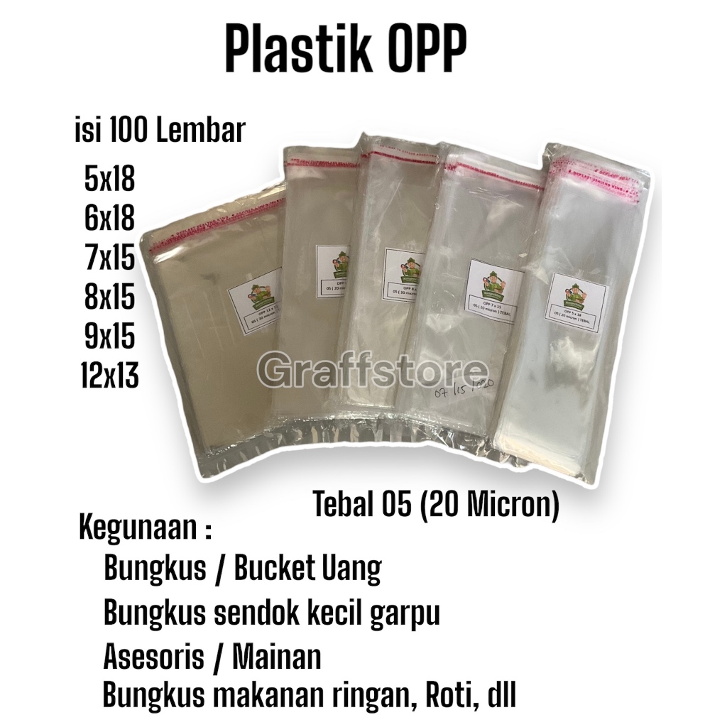 Jual PLASTIK OPP LEM 5x18 6x18 7x15 8x15 9x15 12x13 /PLASTIK OPP SENDOK GARPU/PLASTIK UANG TEBAL ...
