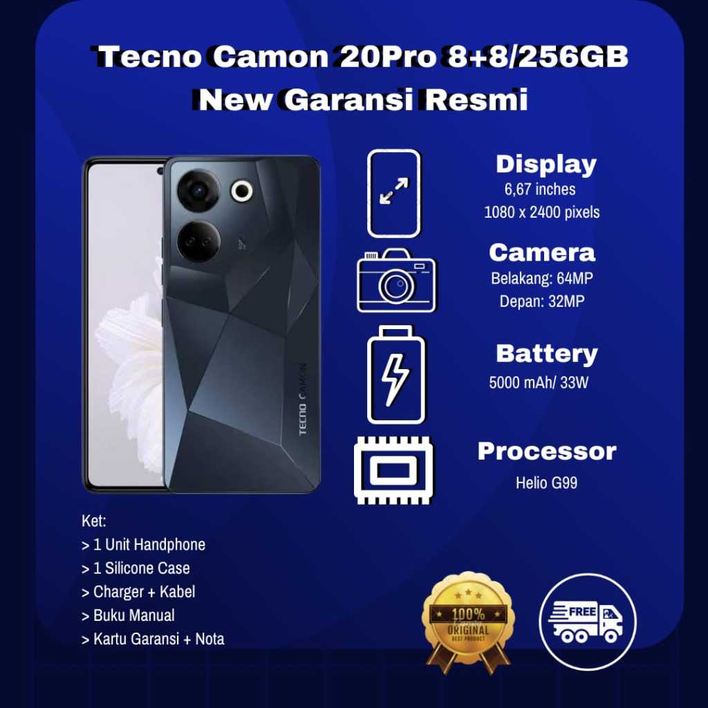 Jual Tecno Camon 20Pro 8+8/256GB (Garansi Indonesia) | Shopee Indonesia