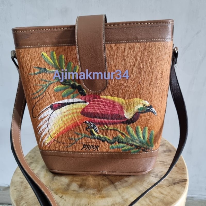 Jual Tas kulit kayu/ Tas wanita selempang/ Tas aesthetic/Tas ember ...