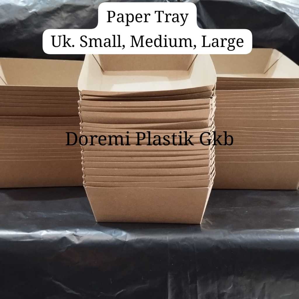 Jual [Isi 10 Pcs] Paper Tray Polos Kraft Laminasi ( S, M, L ) Alas ...