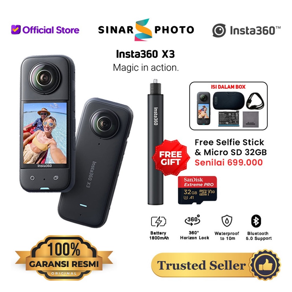 Jual Insta360 X3 360° Action Camera - Insta 360 ONE X3 GARANSI RESMI ...