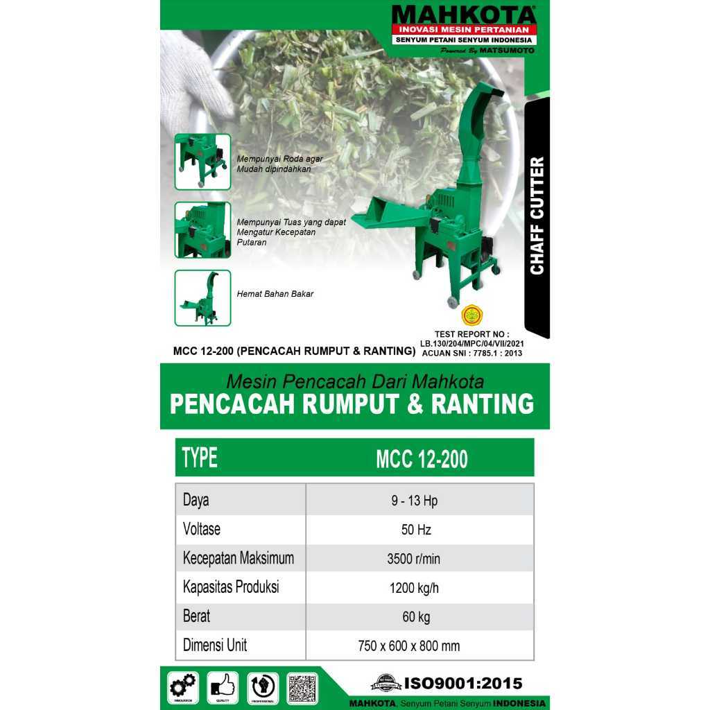 Jual Mesin Pencacah Rumput MCC12-200 MAHKOTA / Chaff Cutter Machine ...