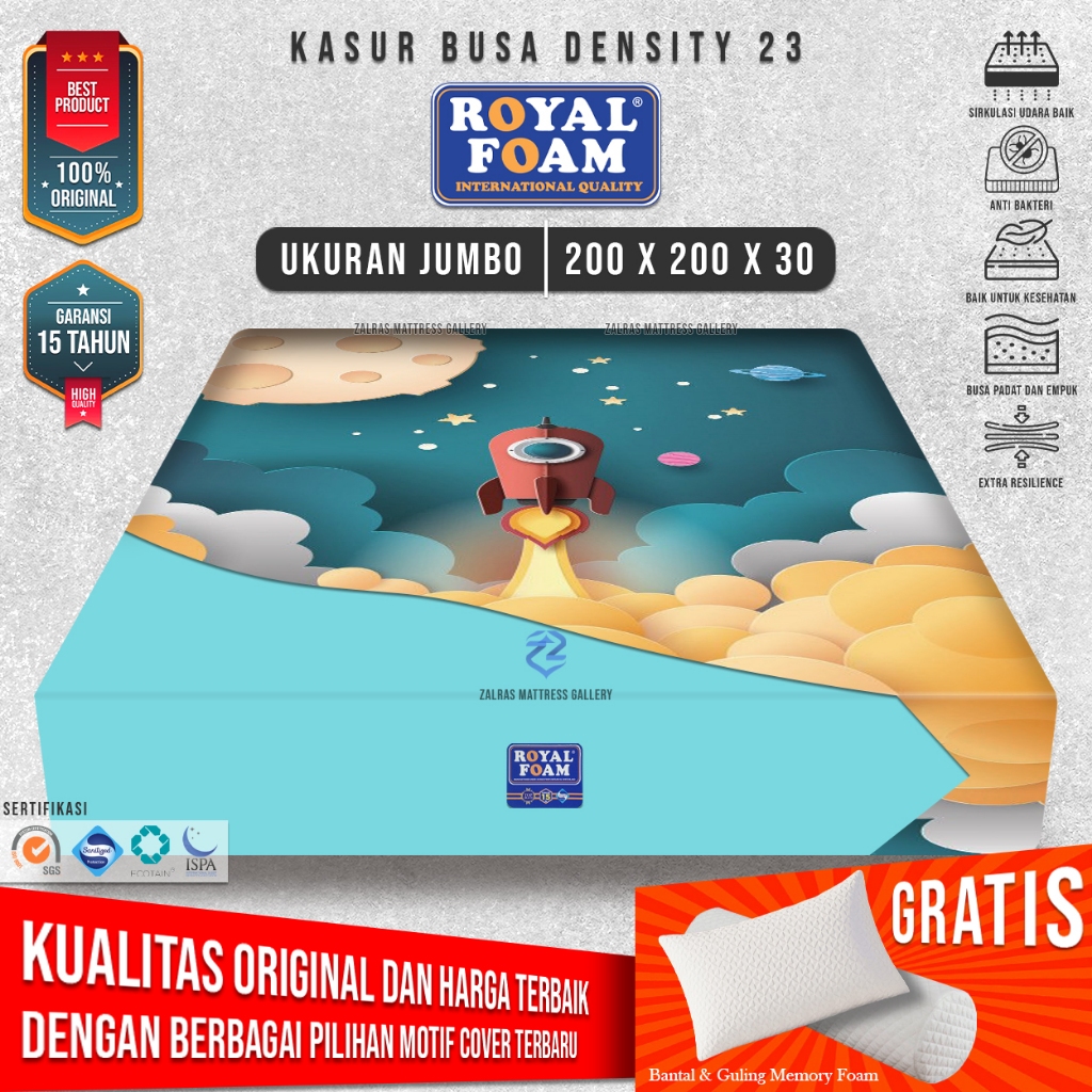 Jual Kasur Busa Jumbo ukuran 200x200 cm Original Royal Foam Density 23 ...
