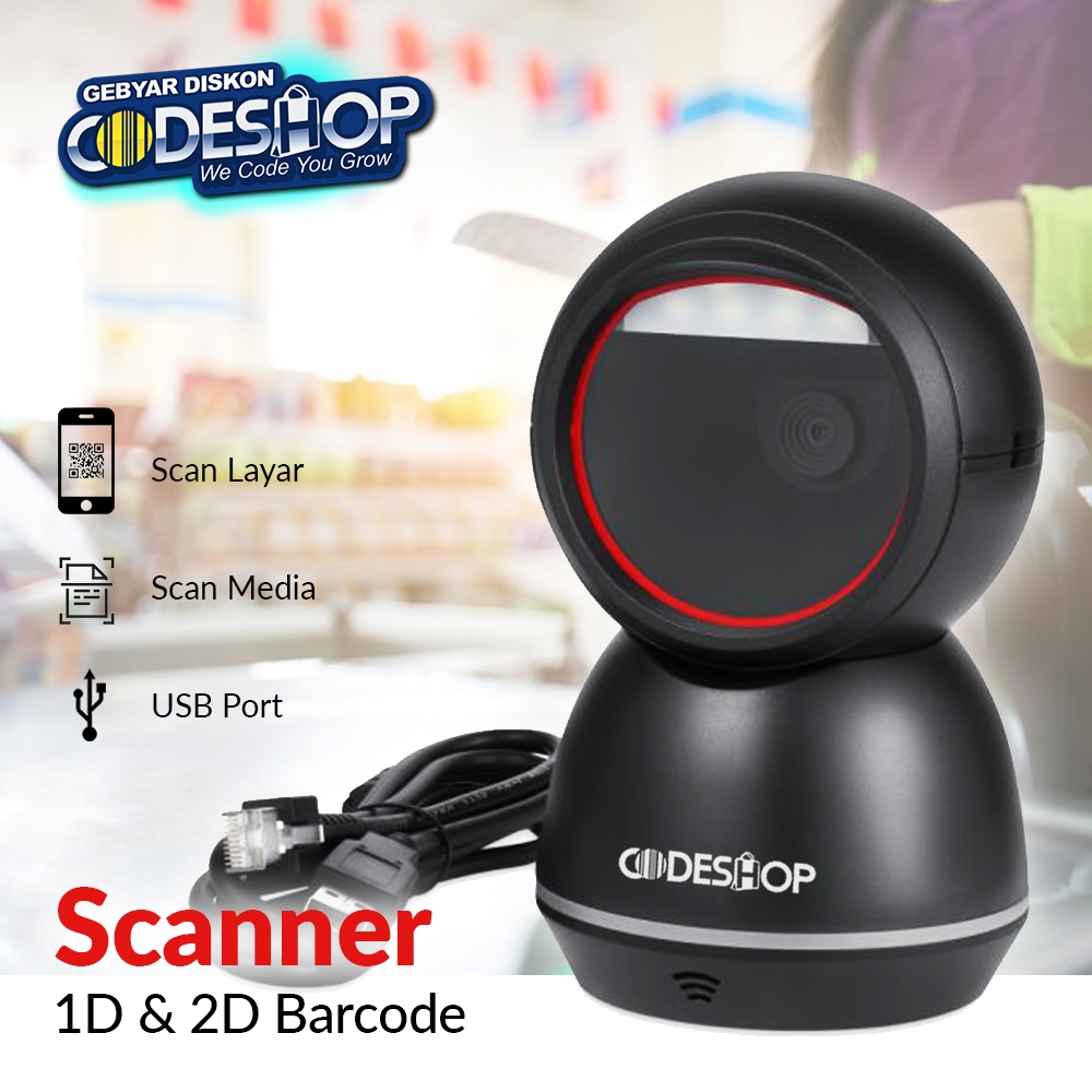 Jual Codeshop CD680 Scanner Barcode 1D 2D Imager USB Auto Sense Scan ...